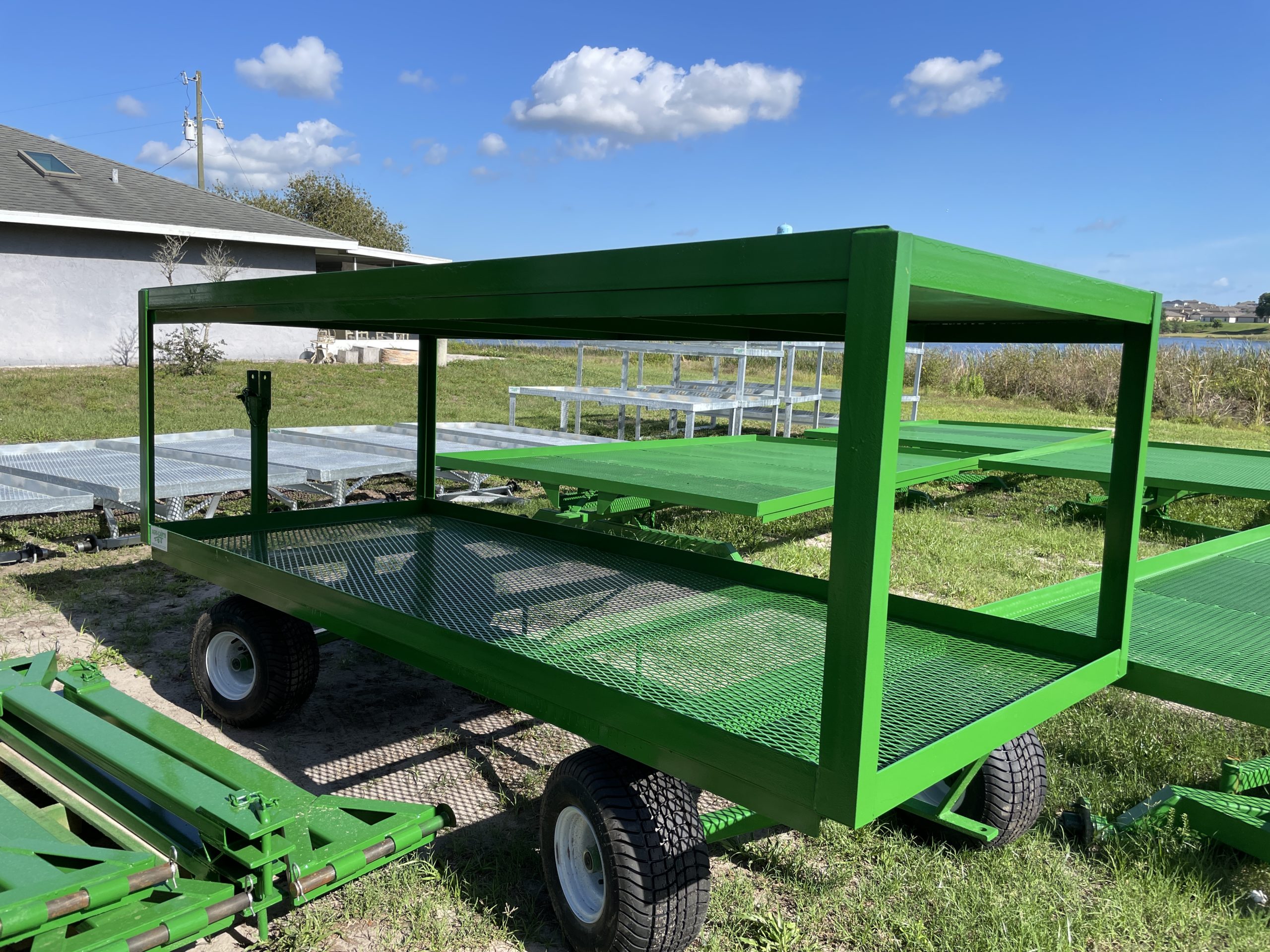 Shelves for tracking trailers, handcarts, and retail wagons in Minneola
